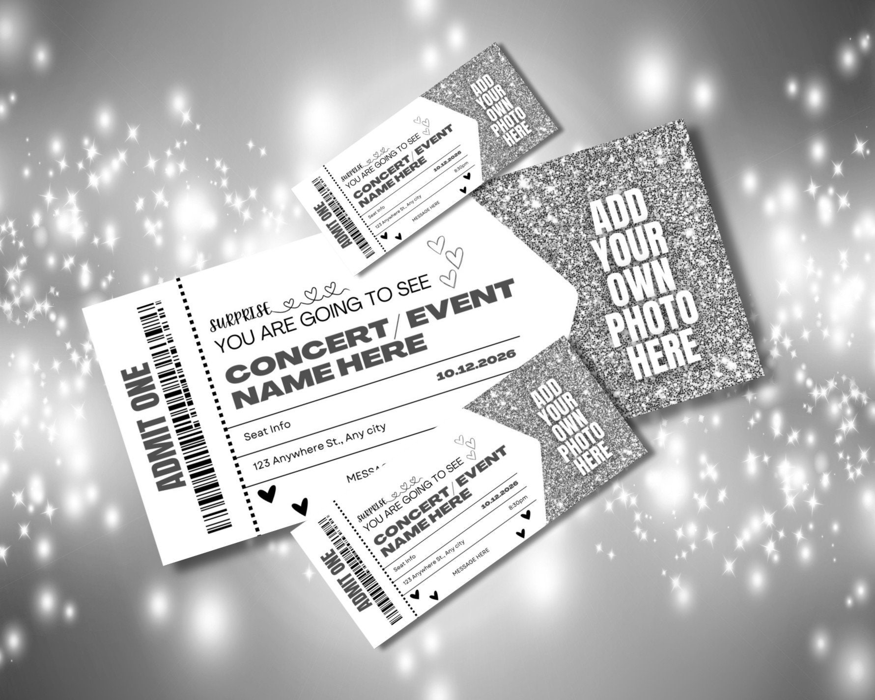 Silver Gala Ticket Template, Editable VIP Pass (digital Download) - Etsy