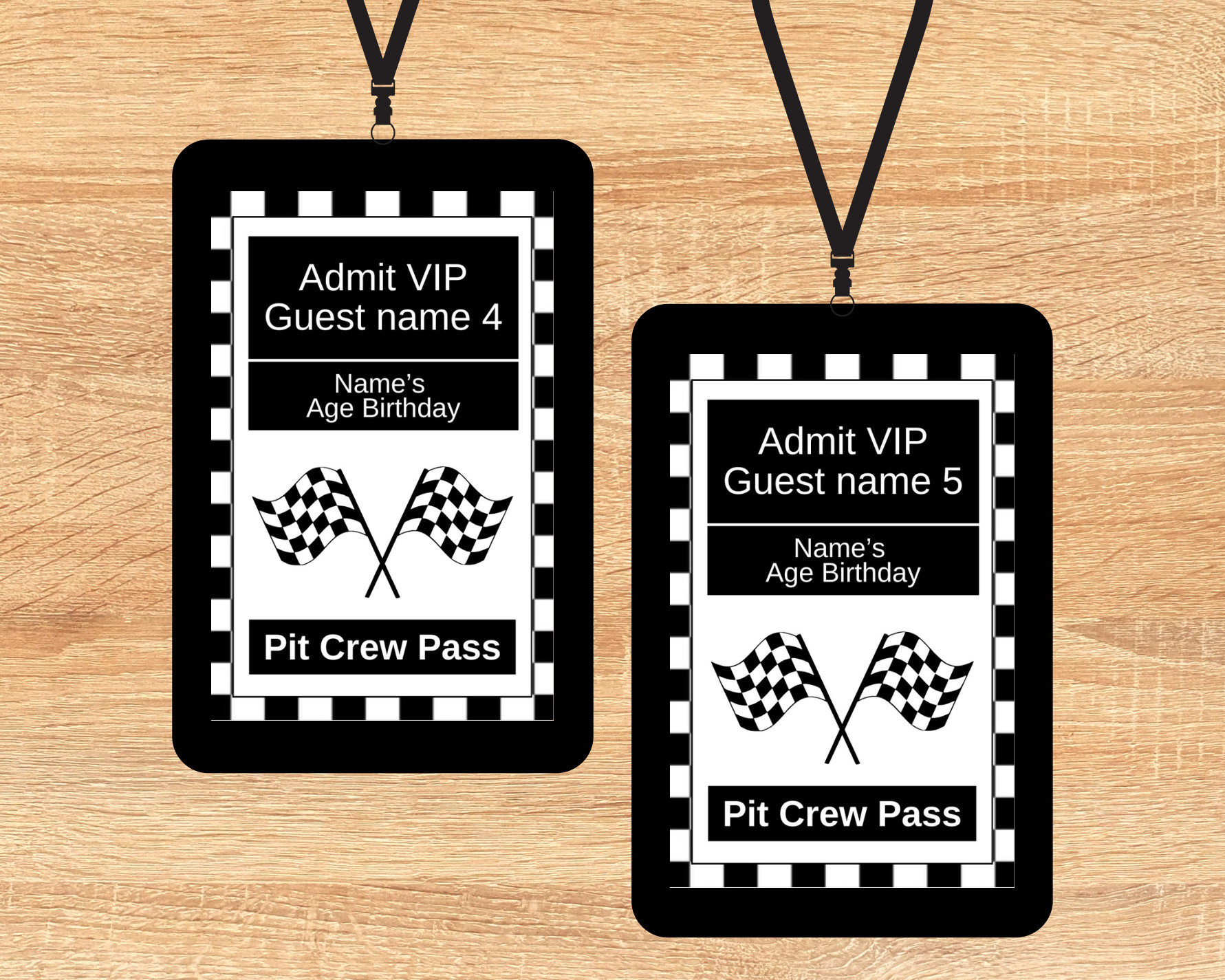 Pit Crew Pass Template Printable Race Car Theme Birthday Party ...