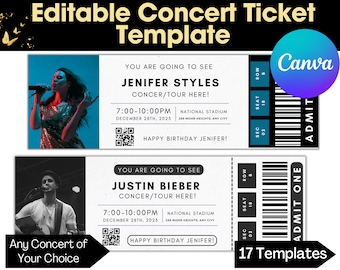 Editable Concert Ticket Template, Custom Concert Ticket Gift, Surprise Printable Concert Tickets ...