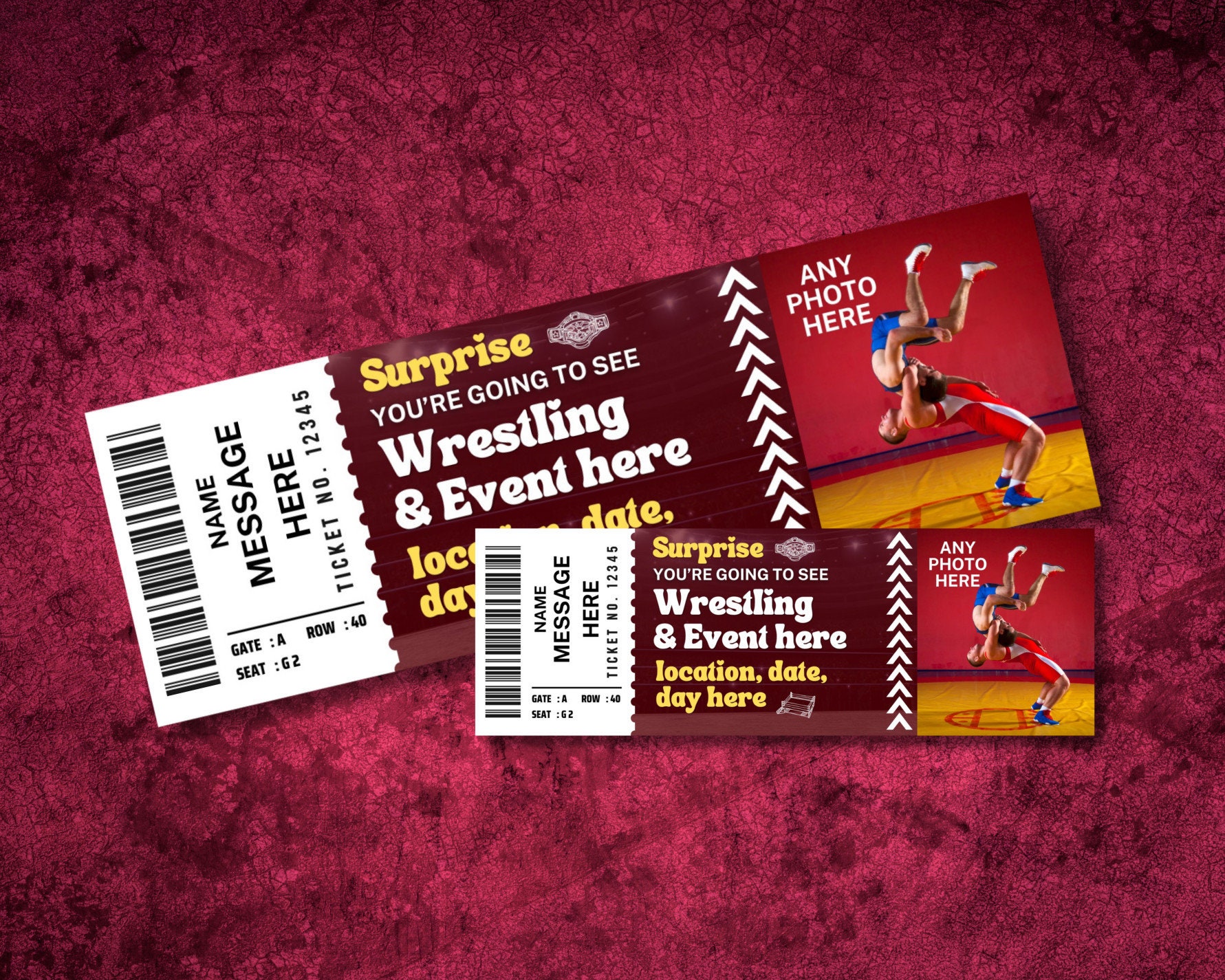 Editable/printable Wrestling or Boxing Event Ticket Template, Wrestling ...