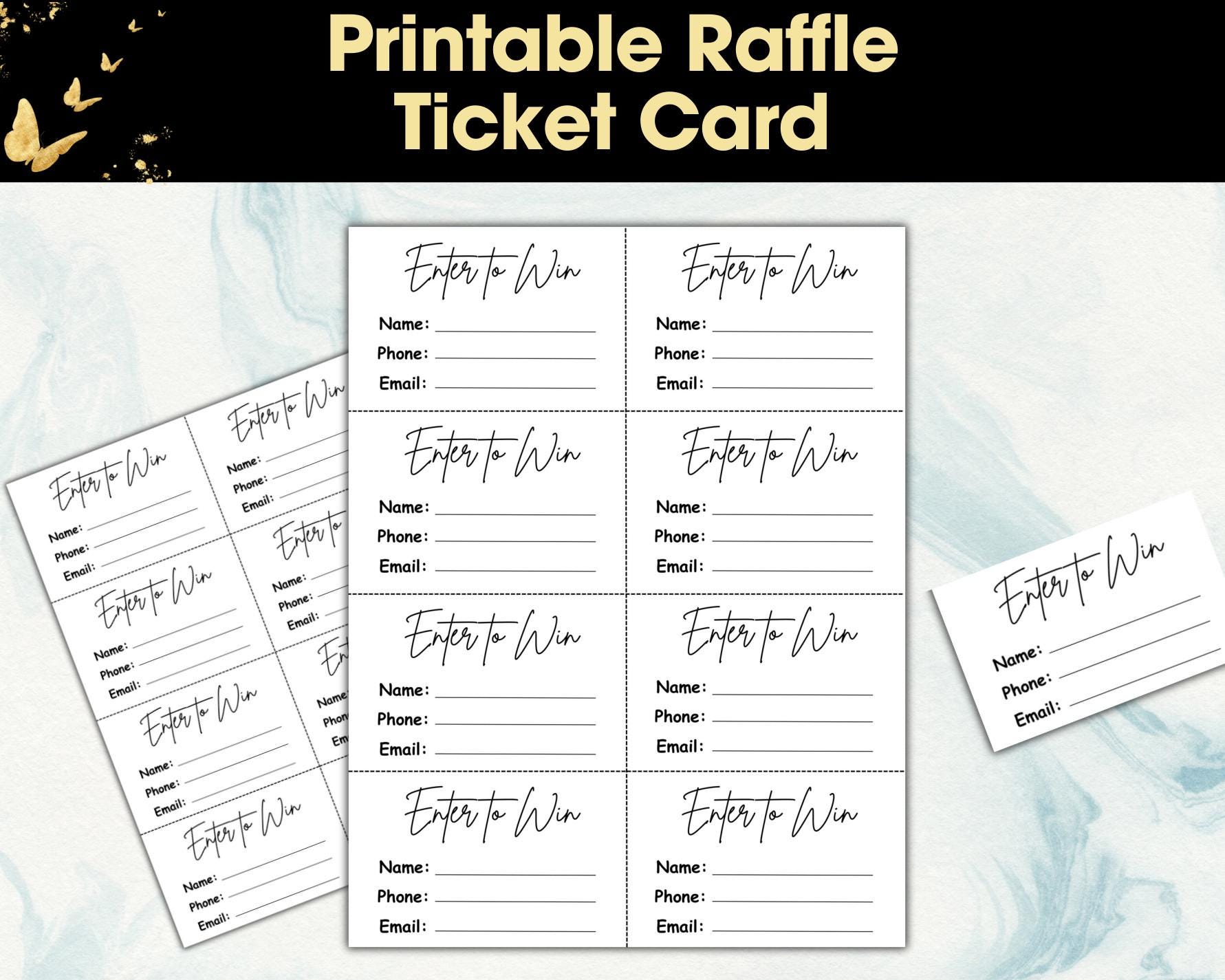 Raffle Ticket Form, Printable Enter to Win Ticket, Drawing Slips - Etsy