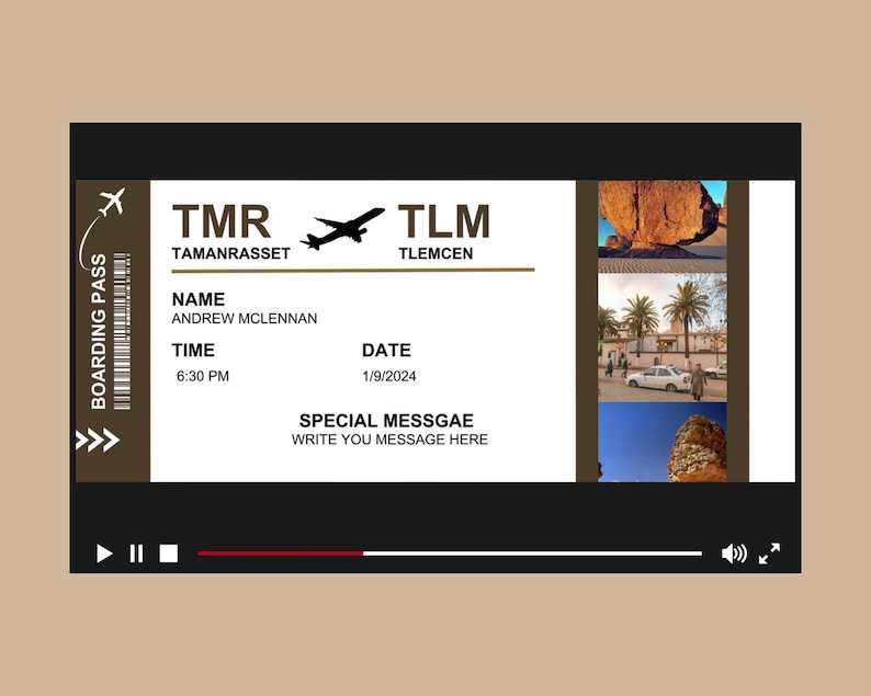 Editable Boarding Pass Template, Personalized Airline Ticket (digital ...