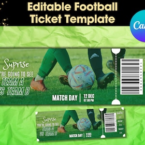Personalized Football Game Ticket, Surprise Birthday Gift (canva ...
