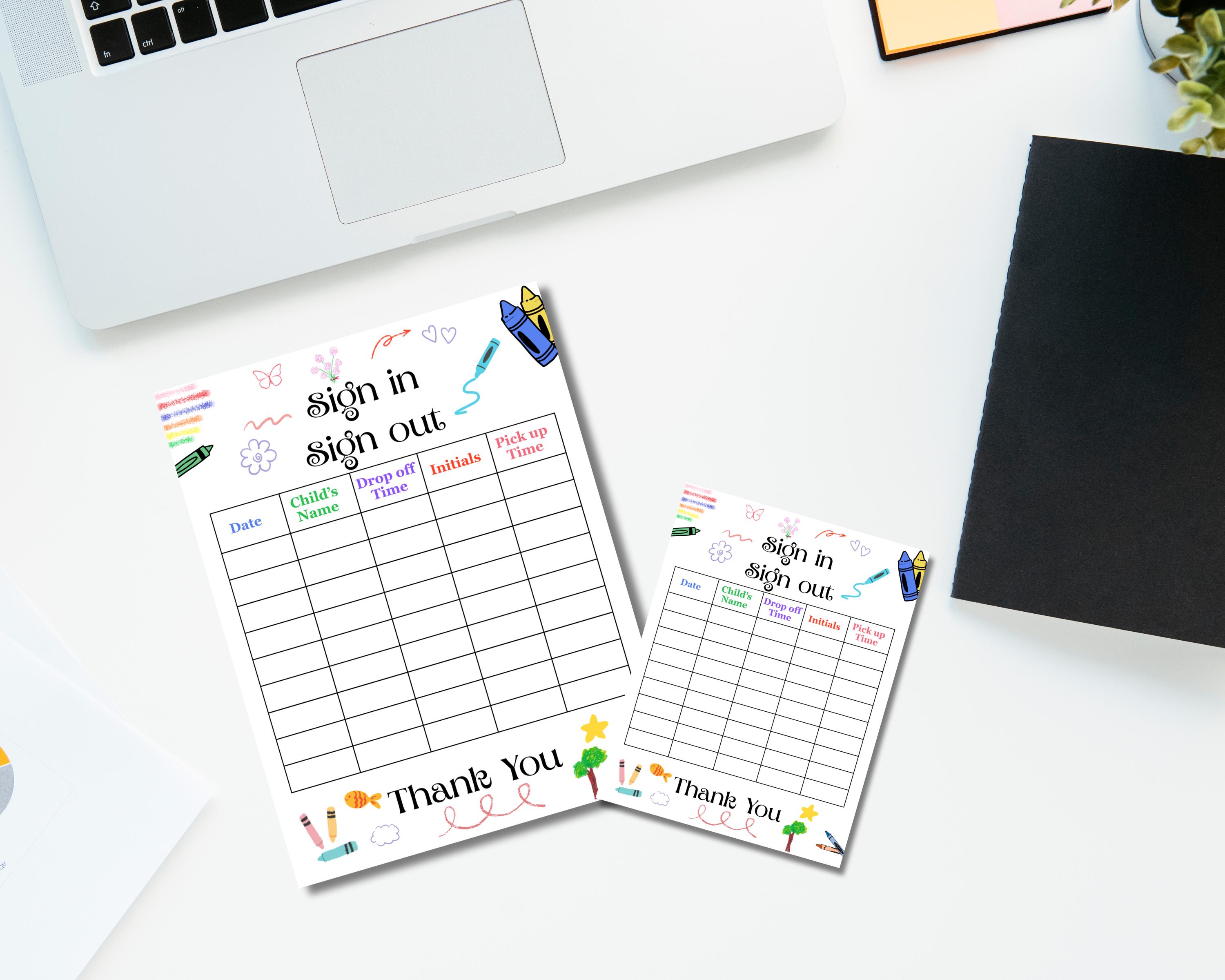 Crayons Sign In/out Sheet, Daycare Printable Form (editable PDF ...