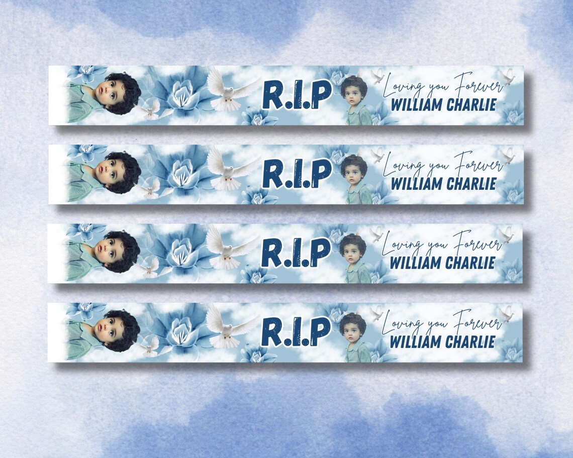 Blue Memorial Ribbon Template | Death Announcement Ribbon | Memorial ...