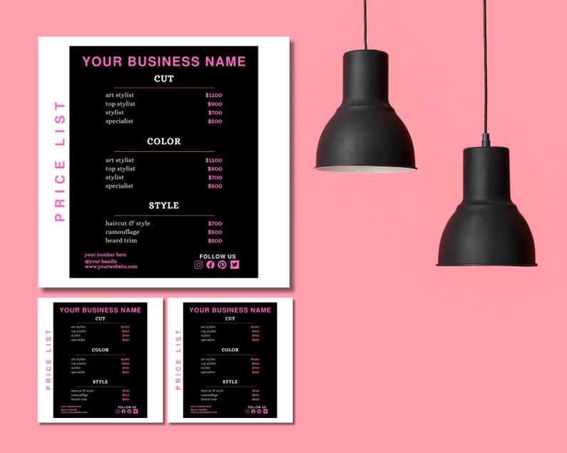 Editable Price List Template, Beauty Salon Pricing Guide (canva) - Etsy