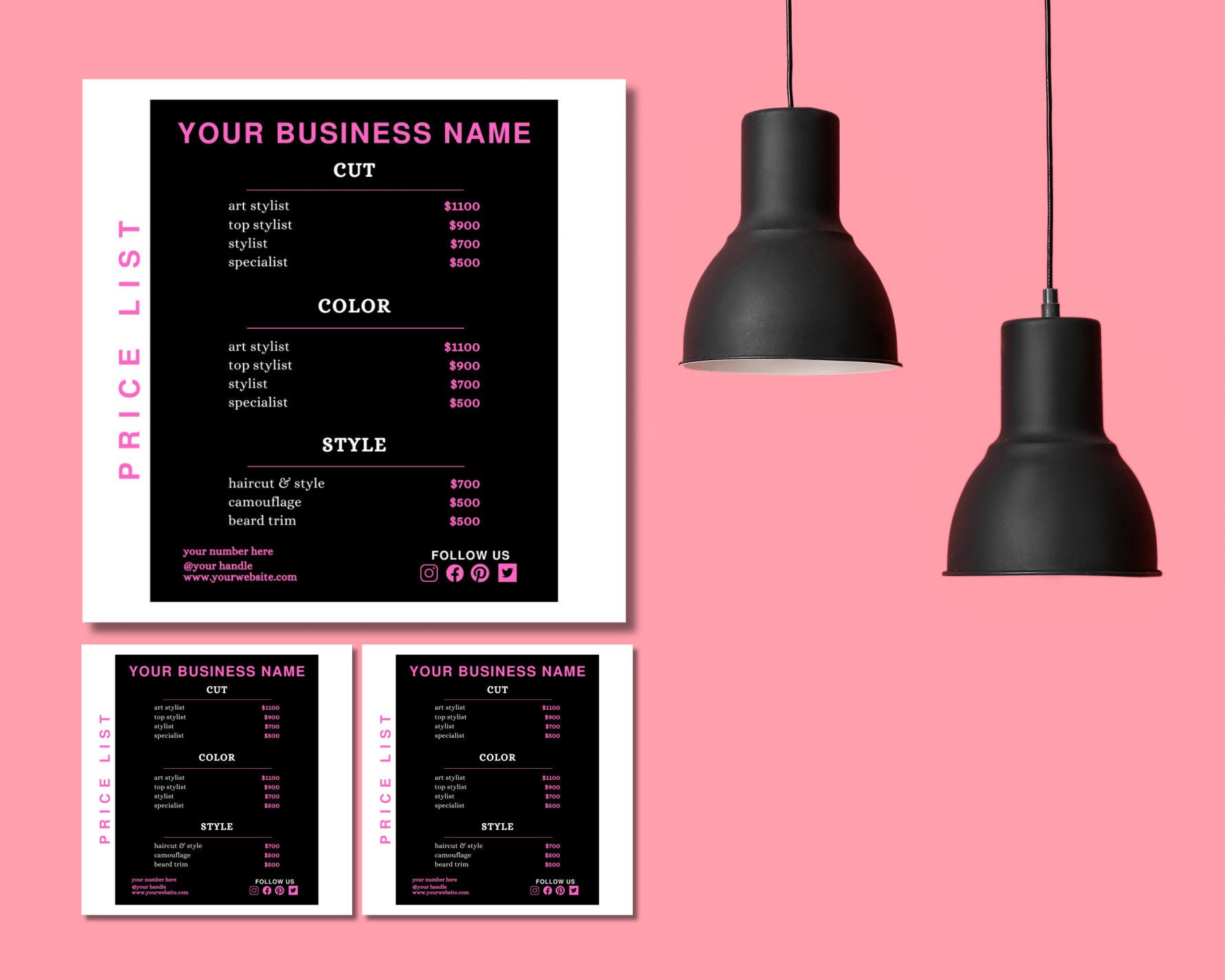 DIY Price List Template, Editable Beauty Salon Pricing Template Design ...