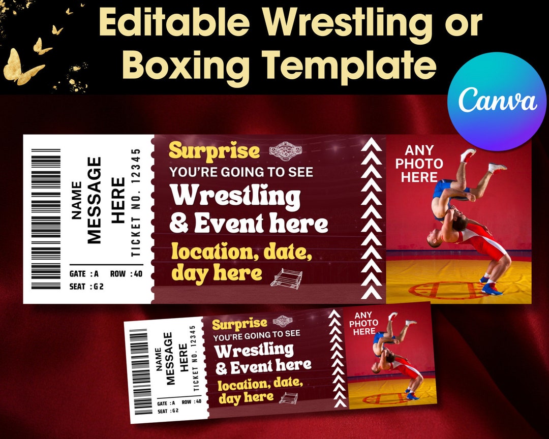 Editable/printable Wrestling or Boxing Event Ticket Template, Wrestling ...