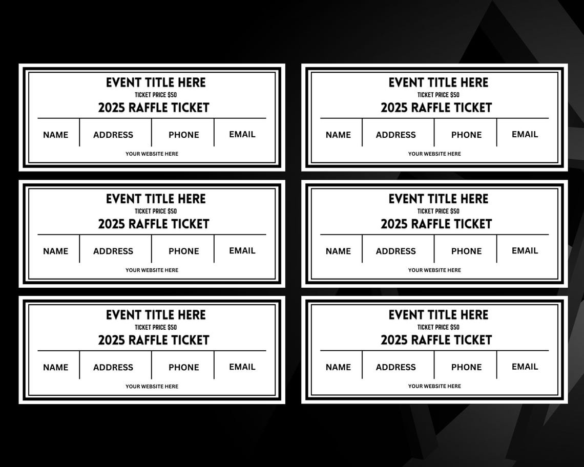 Editable Raffle Ticket Template, Charity Event Printable (digital ...