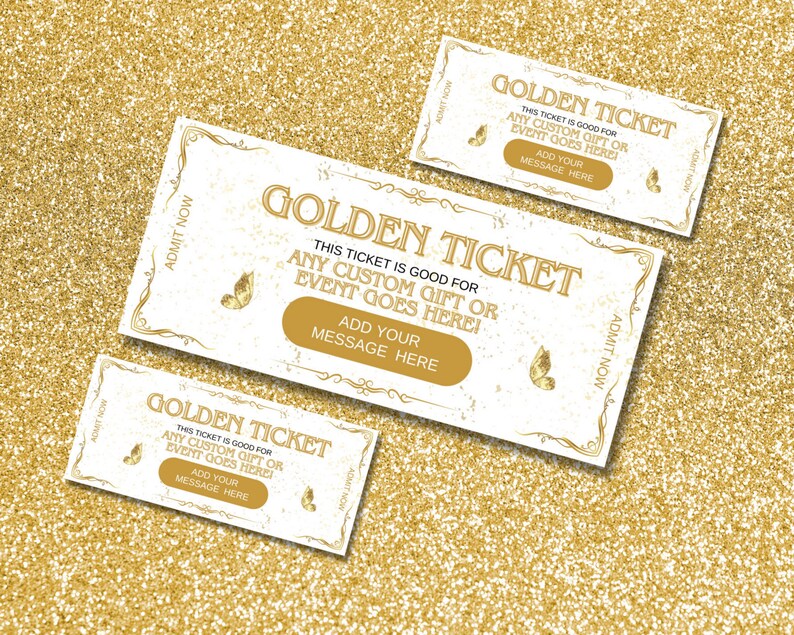 EDITABLE GOLDEN TICKET Template | Personalized Gift Certificate Coupon ...