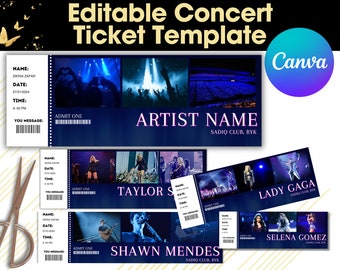 Editable Concert Ticket Template, DIY Event Ticket, Custom Concert ...