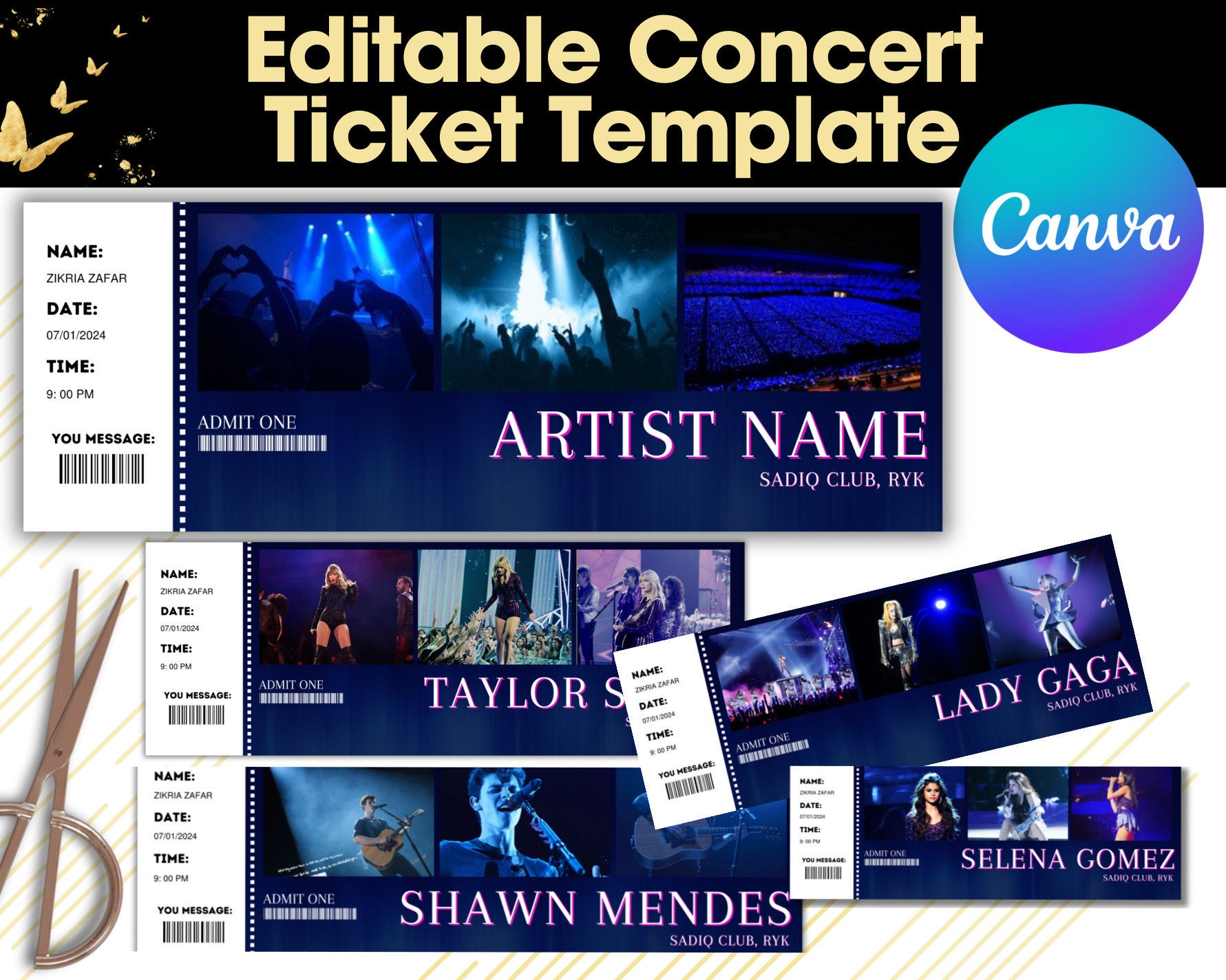 Editable Concert Ticket Template, DIY Event Ticket, Custom Concert ...