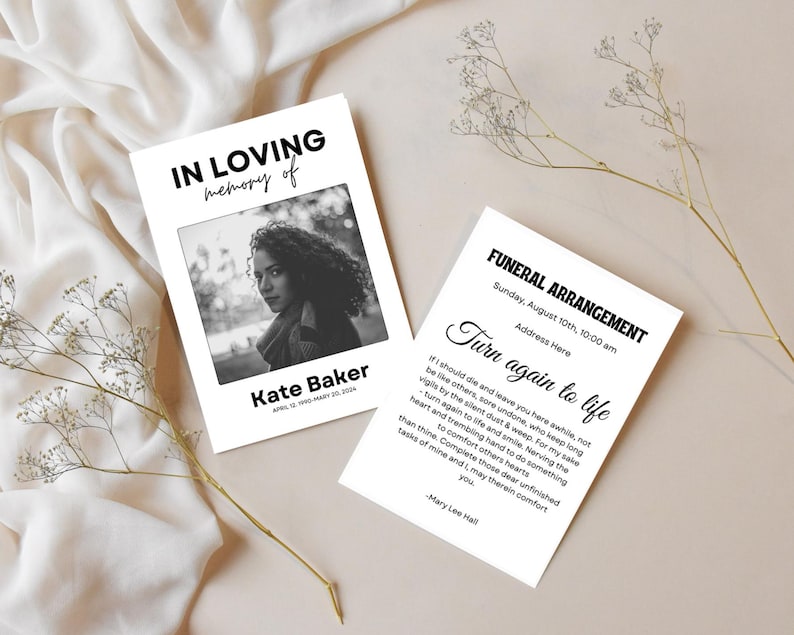 Minimalist Funeral Program Template Simple Funeral Memorial Program Printable Order of Service ...