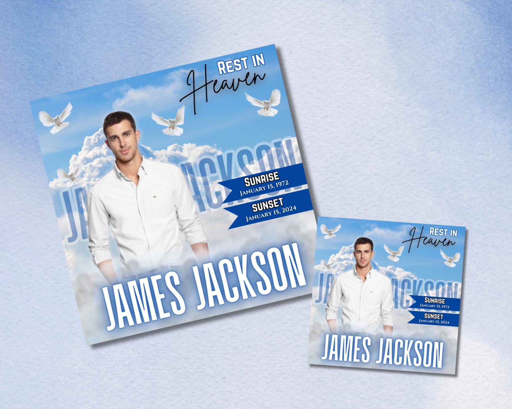 Blue Memorial Photo Tribute Template, Editable Funeral Poster (canva ...