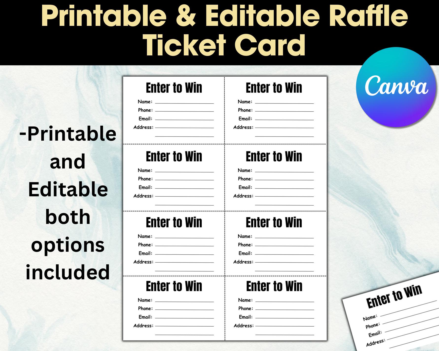Editable Raffle Ticket Template Printable Raffle Ticket Surprise ...