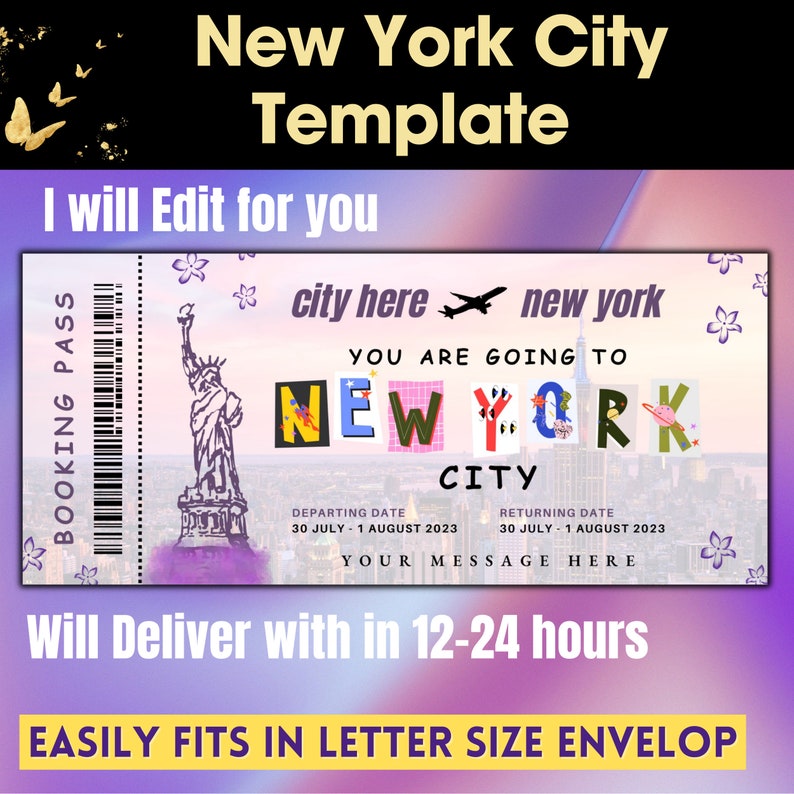 New York Trip Ticket Template, Surprise Boarding Pass (PDF) - Etsy