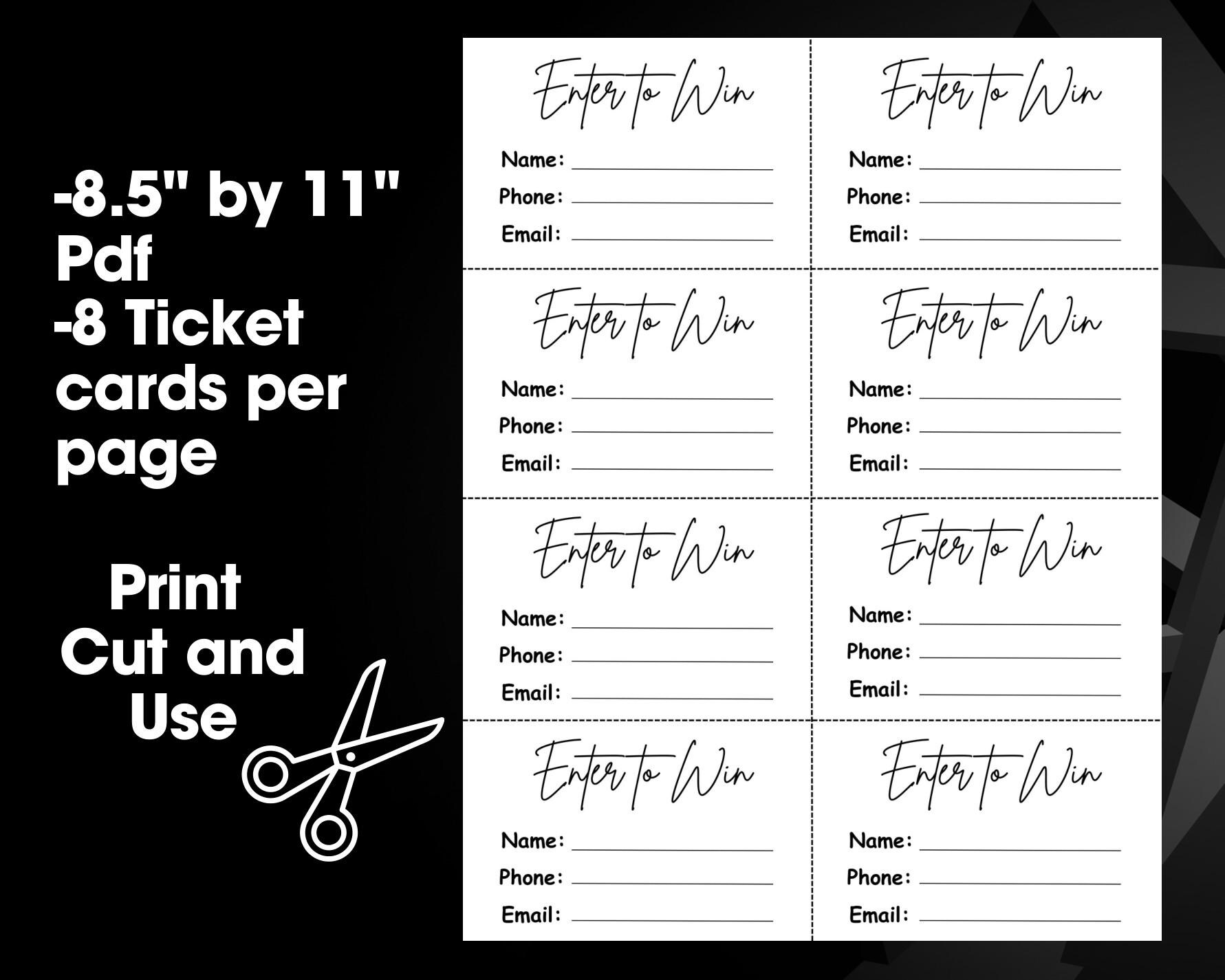 Raffle Ticket Form, Printable Enter to Win Ticket, Drawing Slips - Etsy