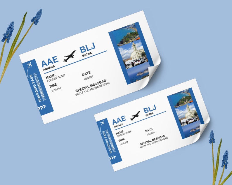 Editable Boarding Pass Template, Personalized Airline Ticket (digital ...