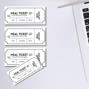 Editable Food Event Ticket Template: DIY Printable Meal Ticket (digital ...