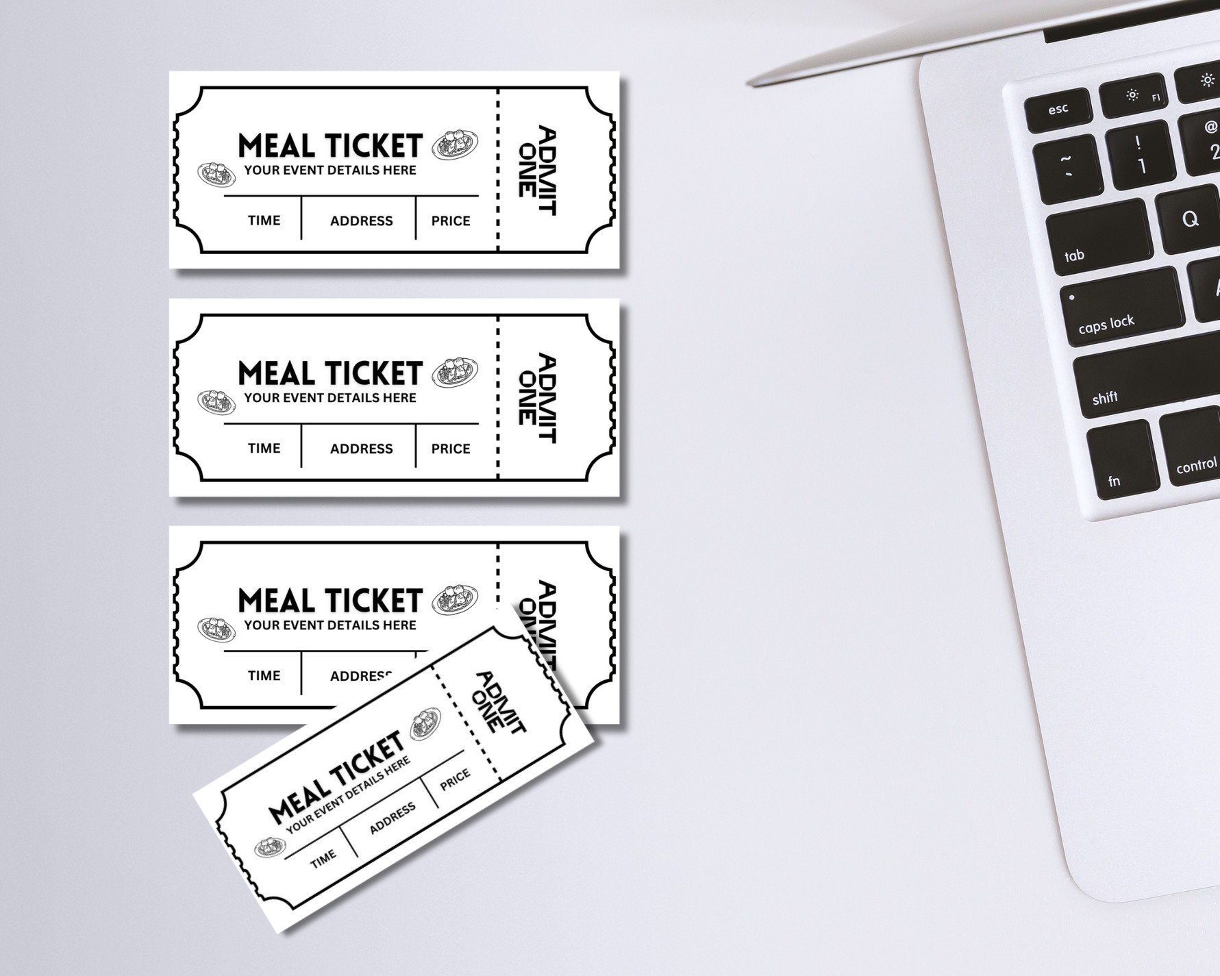 Editable Food Event Ticket, Food Ticket Printables, Editable Meal ...