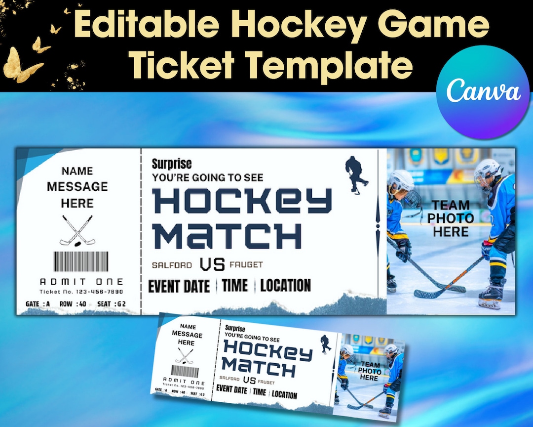 Editable Hockey Ticket Template: Printable Birthday Party Invite ...