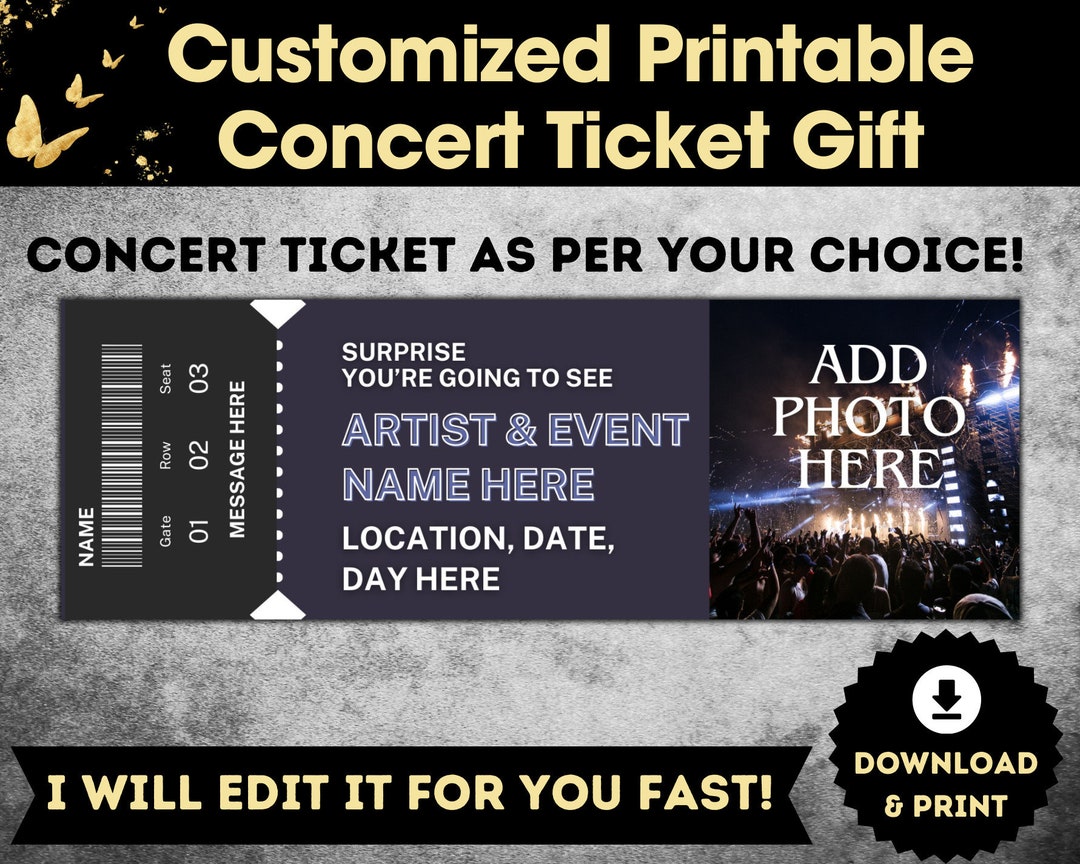 Custom Concert Ticket Template, Personalized Event Ticket, VIP Pass ...