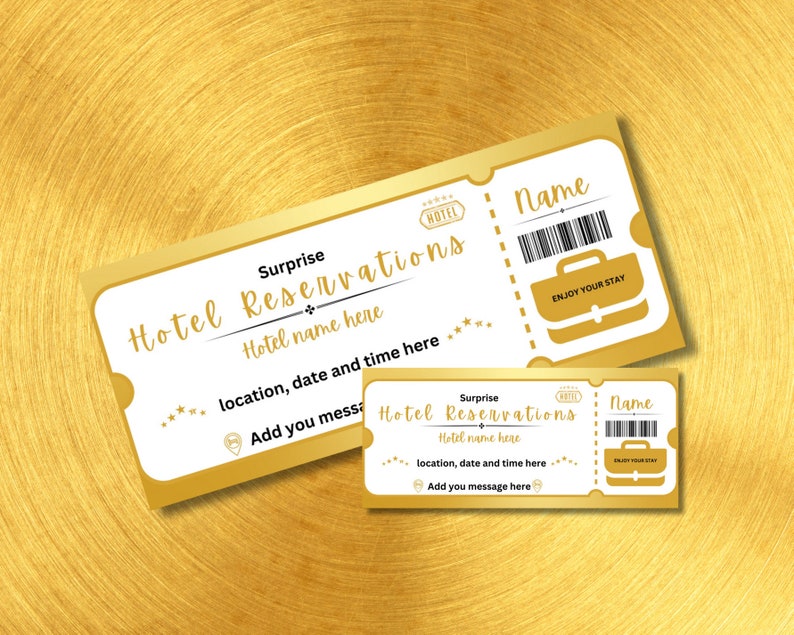 Hotel Reservation Voucher. Surprise Hotel Reservation Gift Ticket ...