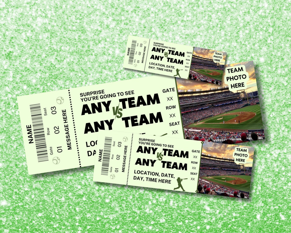 Editable Baseball Ticket Template, Surprise Gift Voucher (digital ...