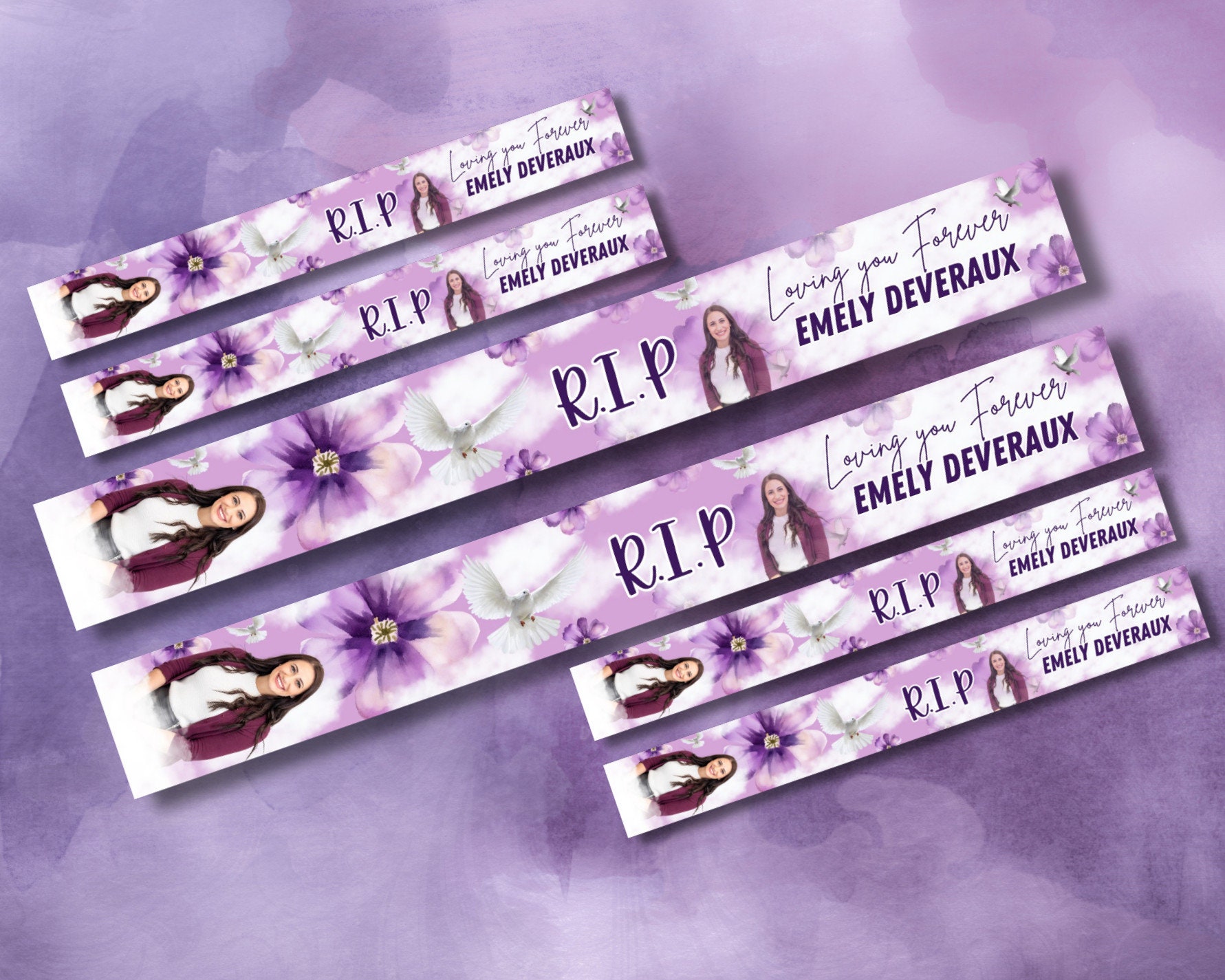 Purple Memorial Ribbon Template | Death Announcement Ribbon | Memorial ...