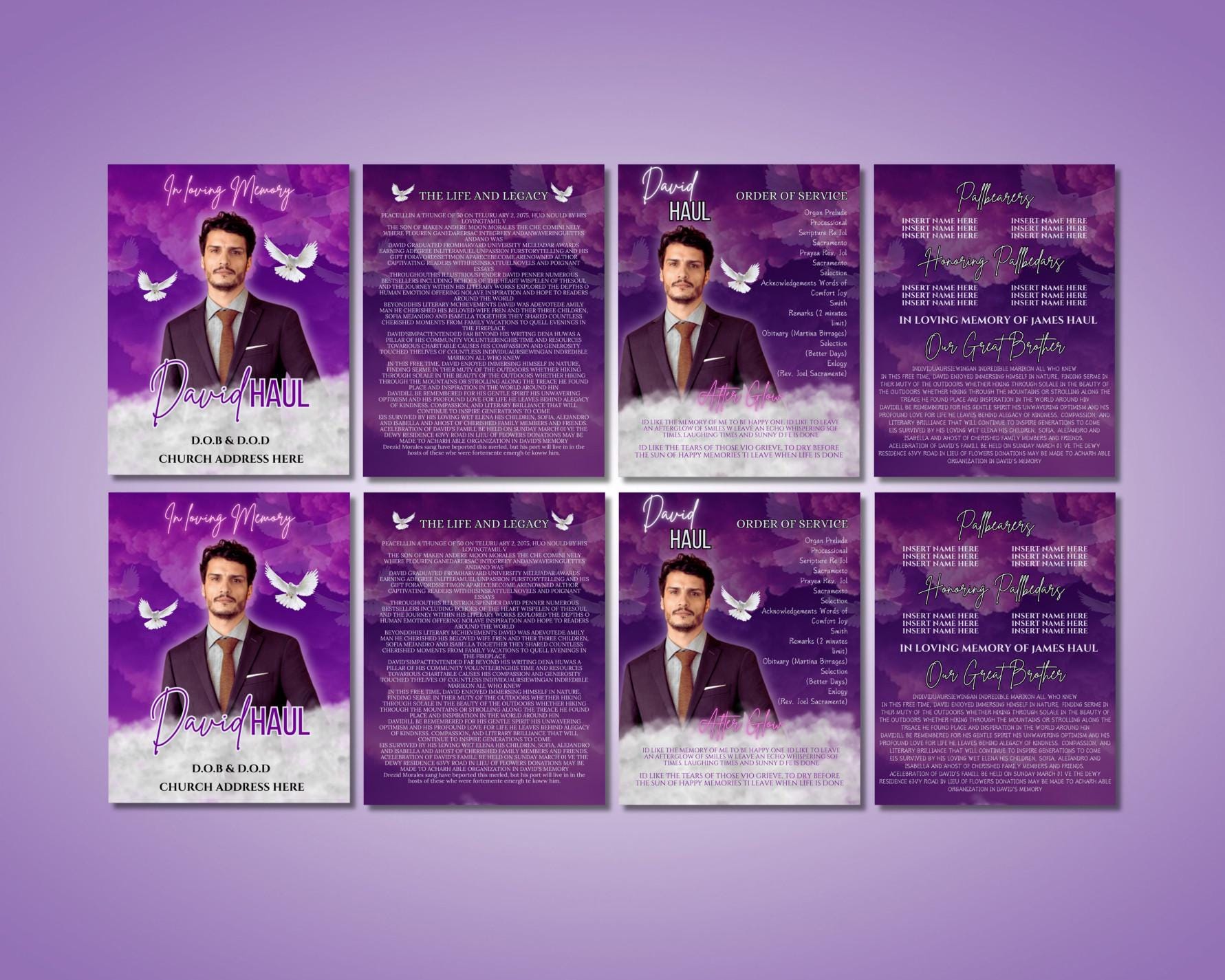 Heavenly Cloud Funeral Program Template: 8.5x11" Booklet (digital ...