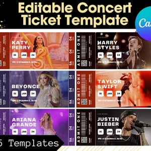 Editable Concert Ticket Template, Custom Music Event Pass (digital ...