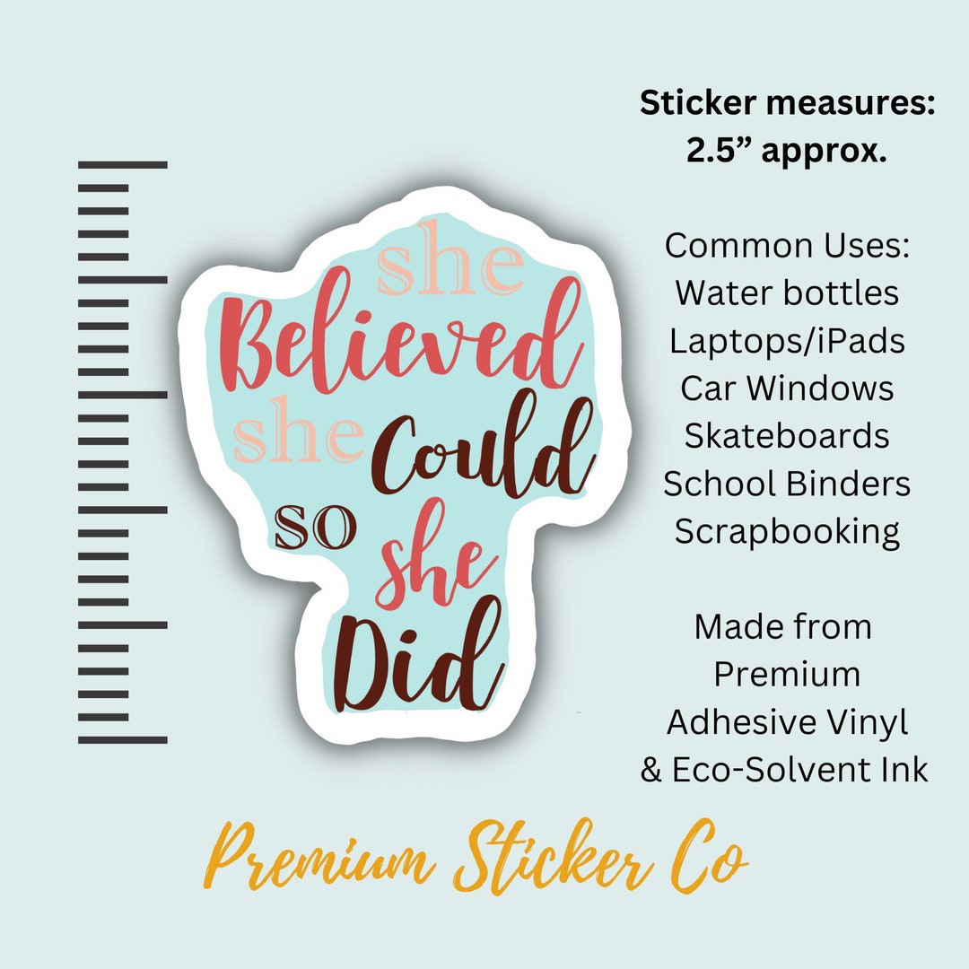 She Believed She Could so She Did | Hydro Flask Sticker | Water Bottle ...