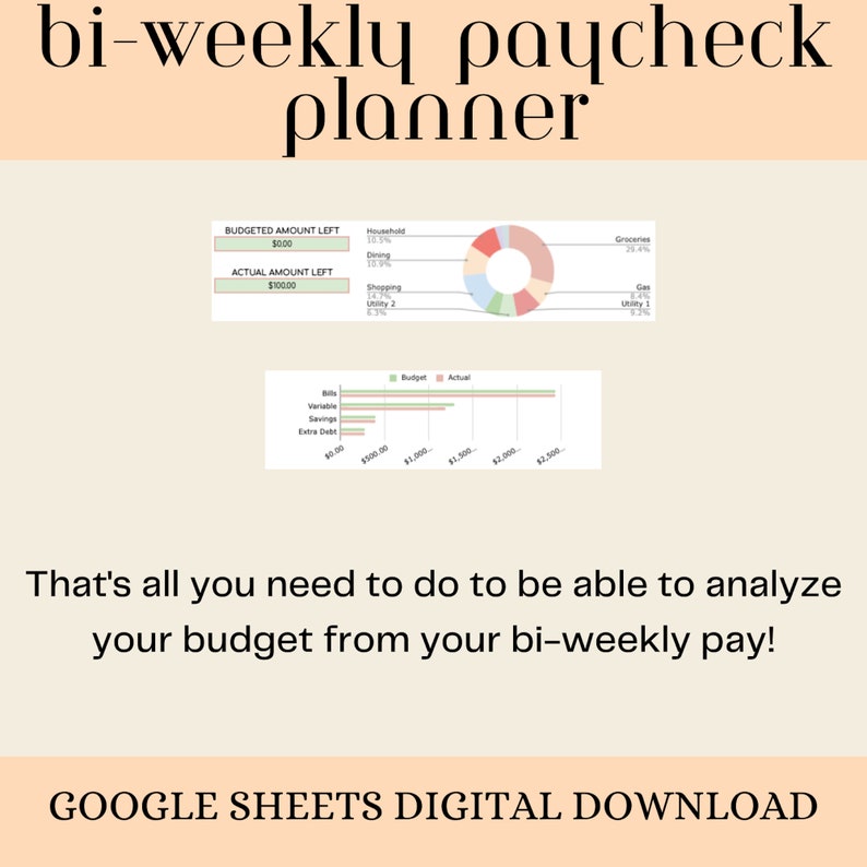Bi-weekly Paycheck Budget Spreadsheet Paycheck Planner Sheet Google ...