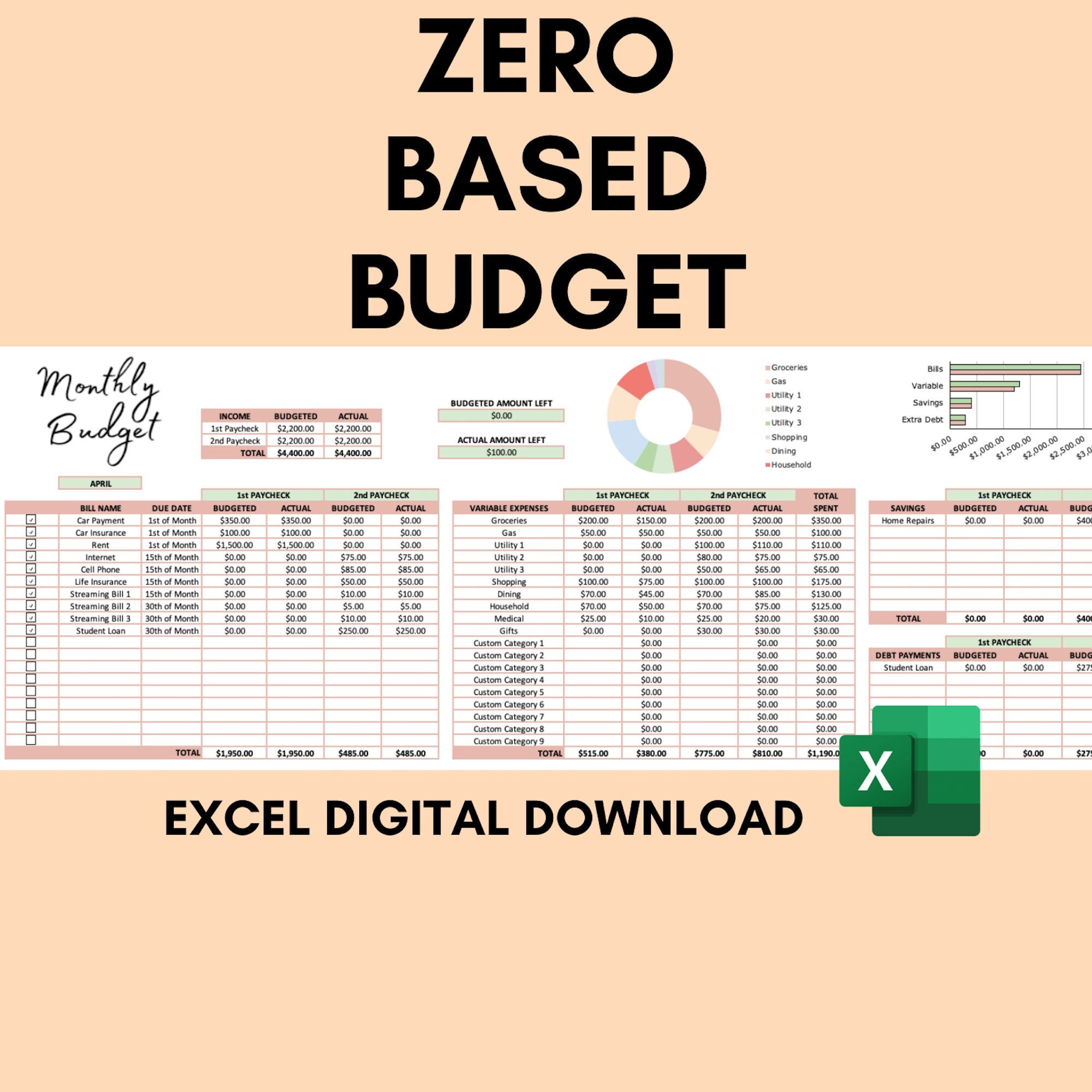 Zero-based Budget Spreadsheet Monthly Budget Planner Excel Zero Based ...