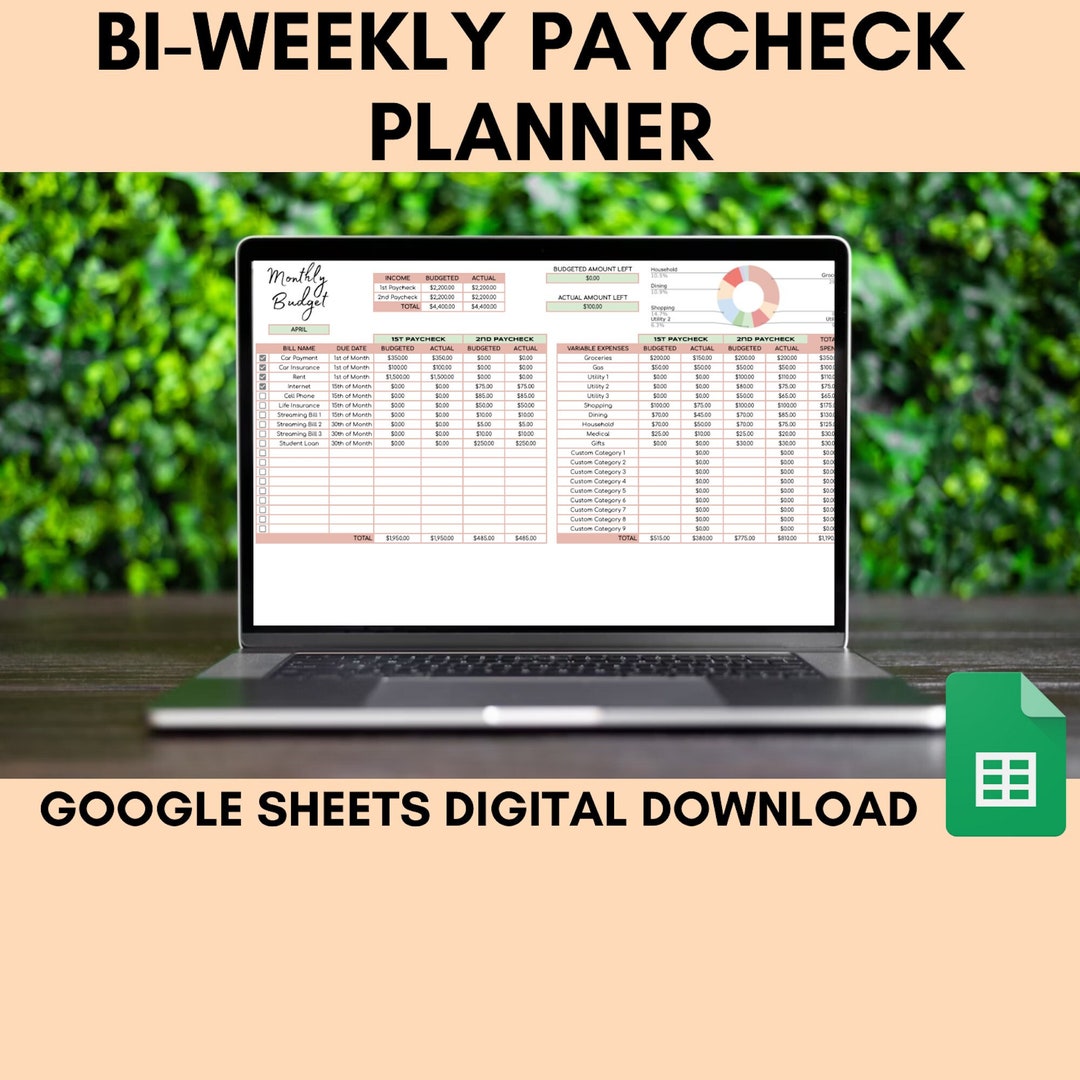Bi-weekly Paycheck Budget Spreadsheet Paycheck Planner Sheet Google ...