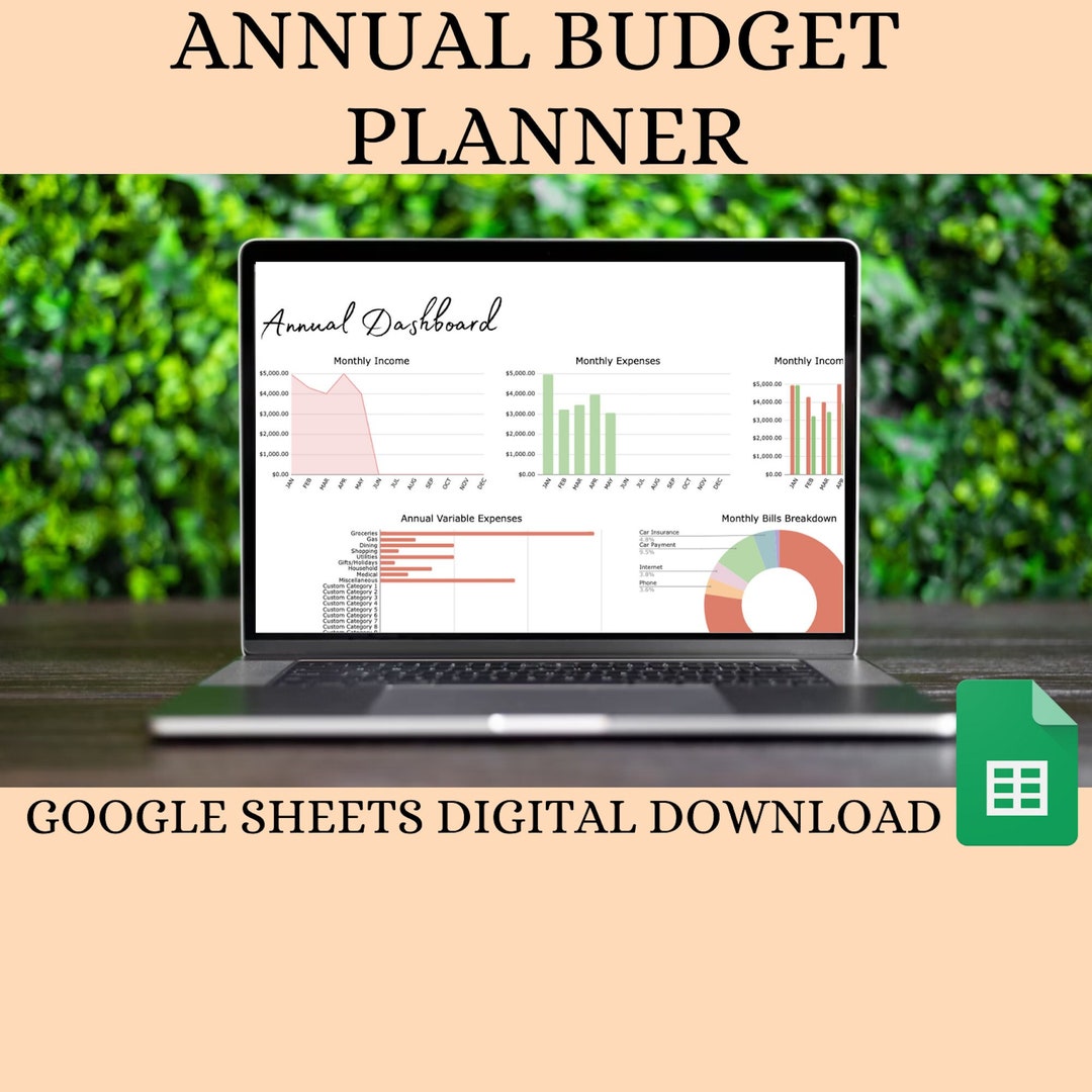 Annual Budget Spreadsheet Template Yearly Budget Tracker Personal ...