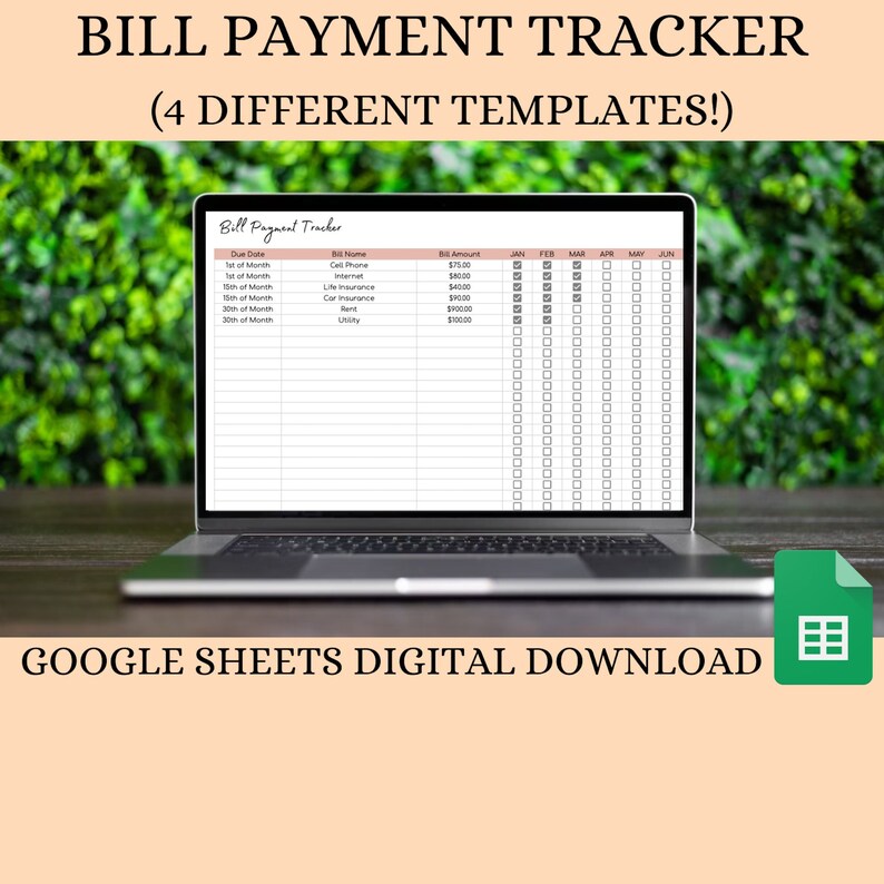 Bill Tracking Spreadsheet Bill Payment Tracker Template Sheet Google ...
