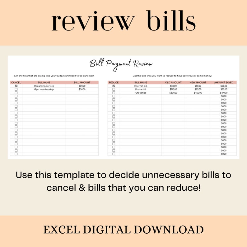 Bill Tracker Spreadsheet Bill Calendar Spreadsheet Excel Downloadable ...