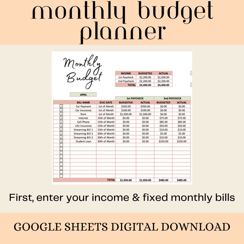Zero-based Budget Spreadsheet Monthly Budget Planner Excel Zero Based ...