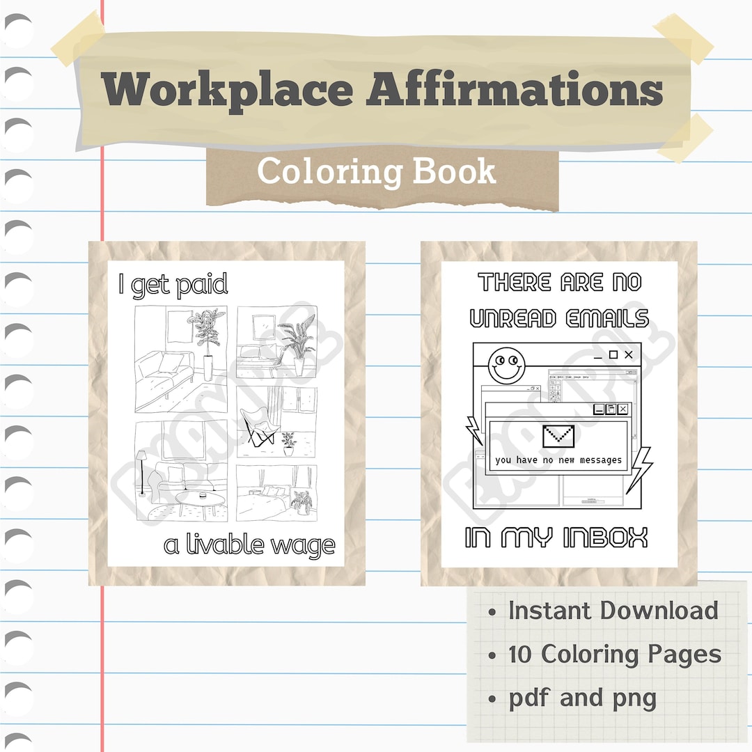 Workplace Affirmation Coloring Book | DIGITAL DOWNLOAD | Corporate Gag ...