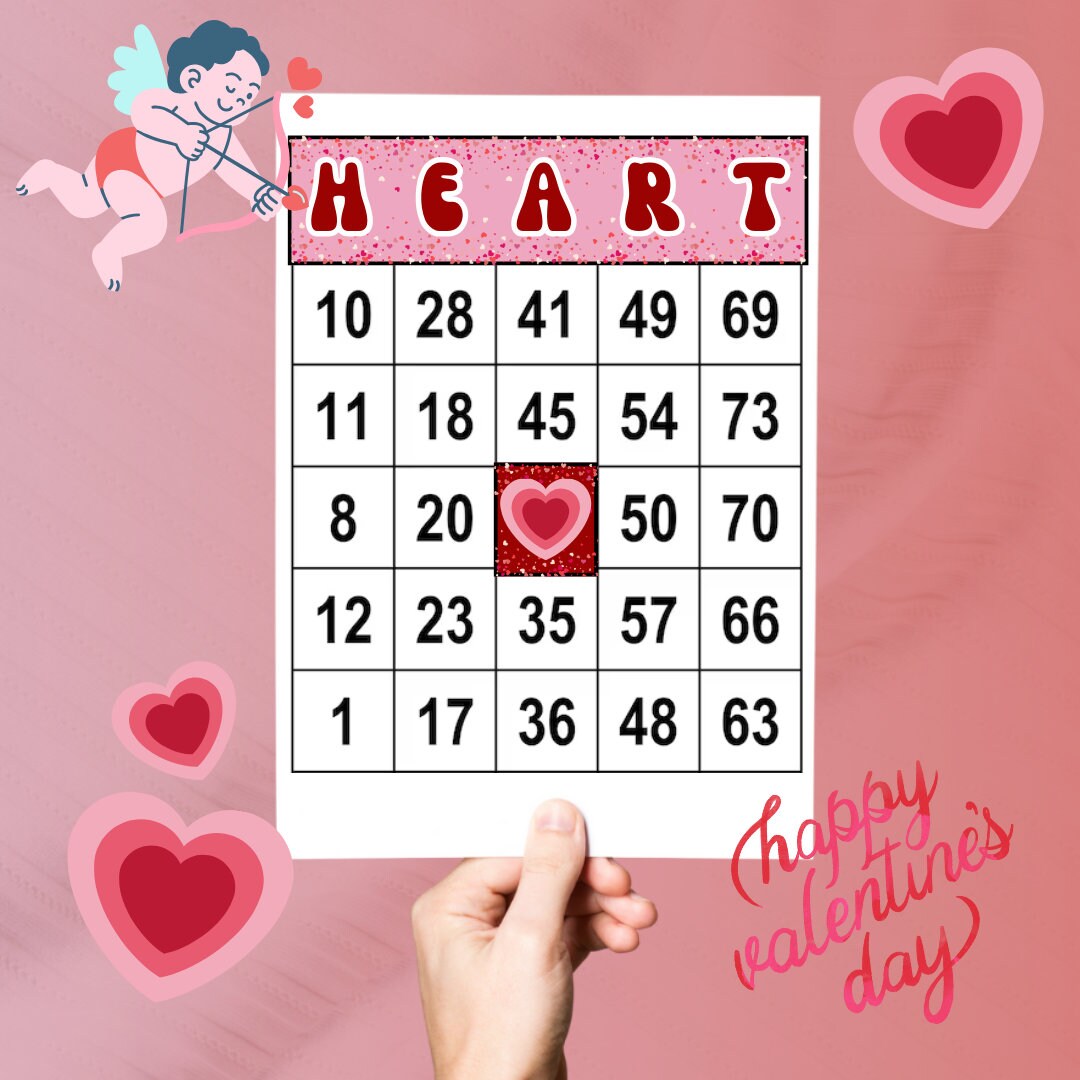 Valentine HEART BINGO Card Attachments - Etsy