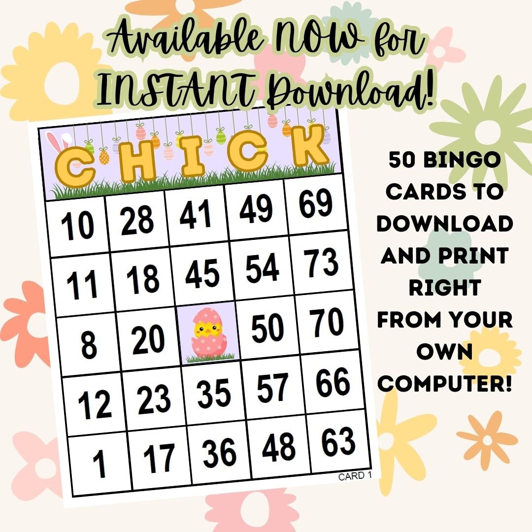 CHICK BINGO Printable Cards for Instant Download - Etsy