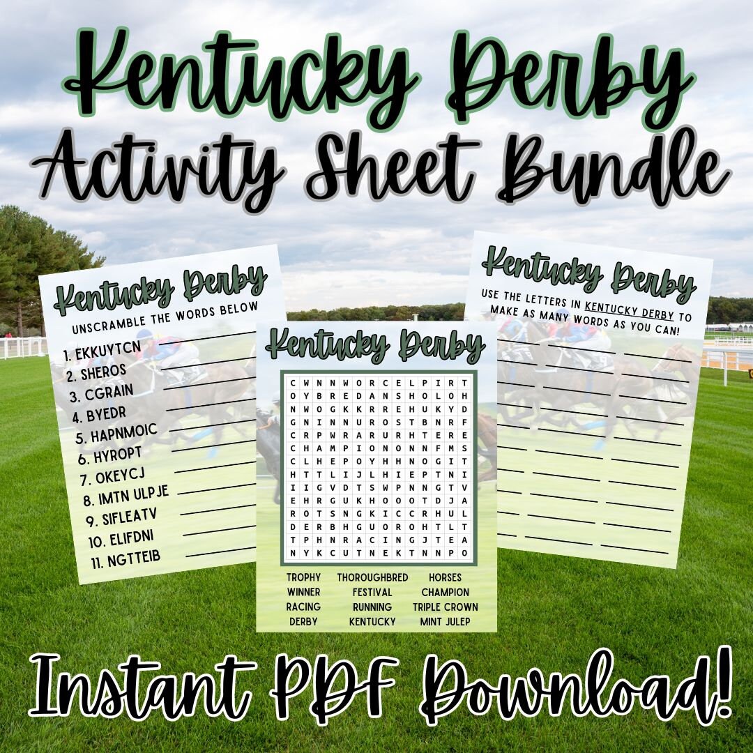 Derby Activity Worksheets Printable PDF Instant Download - Etsy