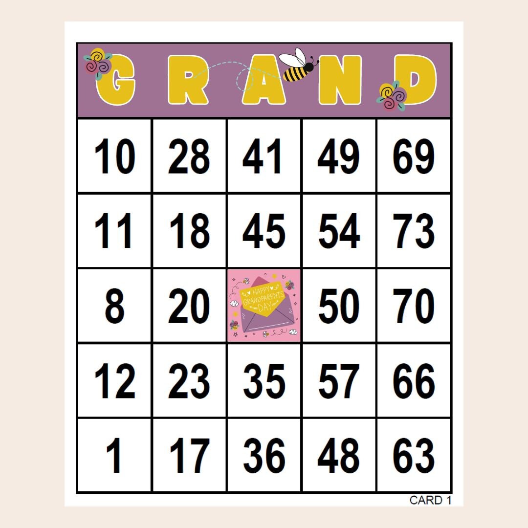 Grandparents Day BINGO Cards Digital Download 28 Cards - Etsy