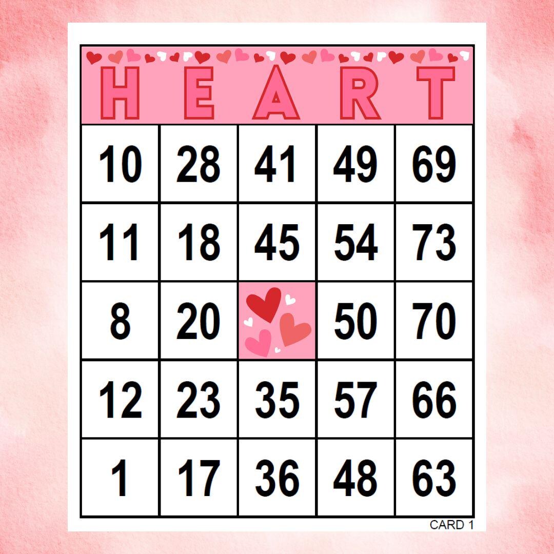 Heart BINGO Cards 30 With Caller Card - Etsy