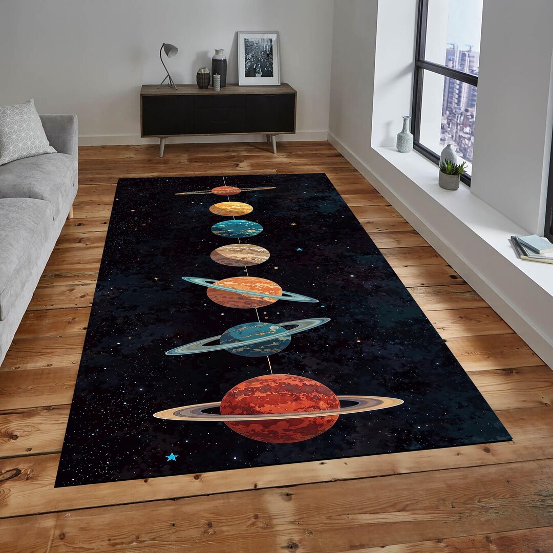 Galaxy Rug, Planets Rug, Kids Room Rug, Colorful Planets Rug, Galaxy ...