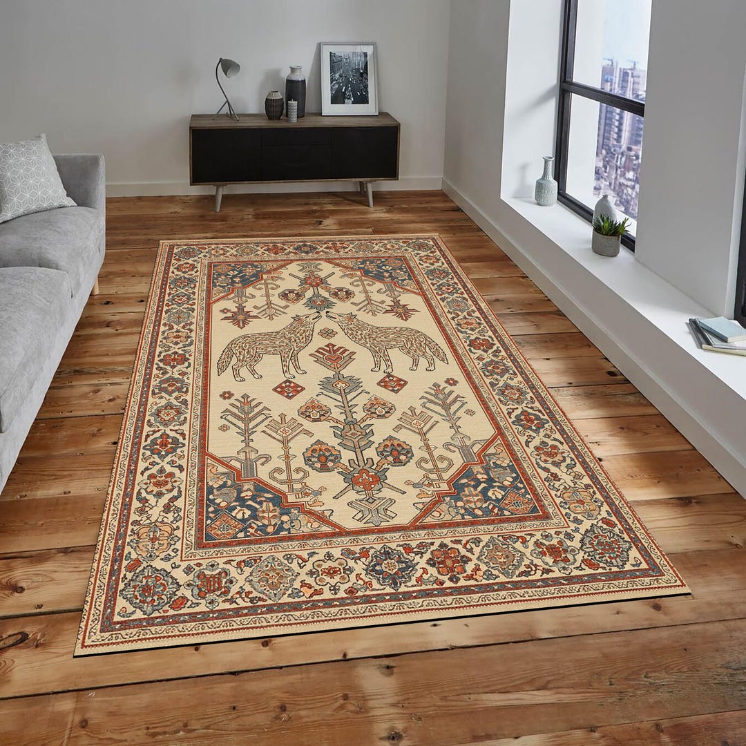 Gothic Wolf Rug, Gothic Home Decor, Goth Wolf Rug With Ankh and Roses ...