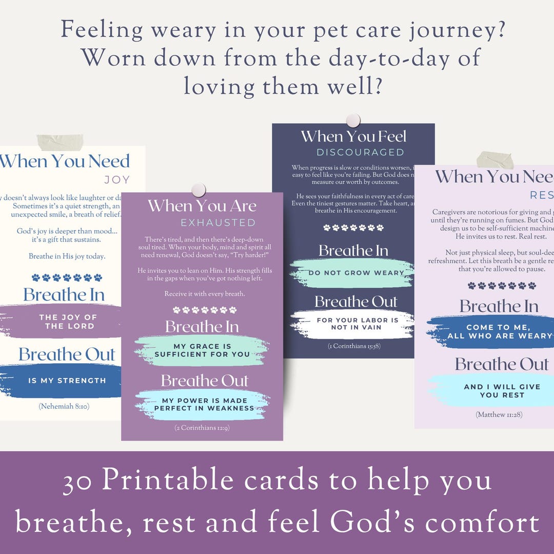 Scripture-based Breath Cards for Pet Caregivers | Printable Bible Verse ...