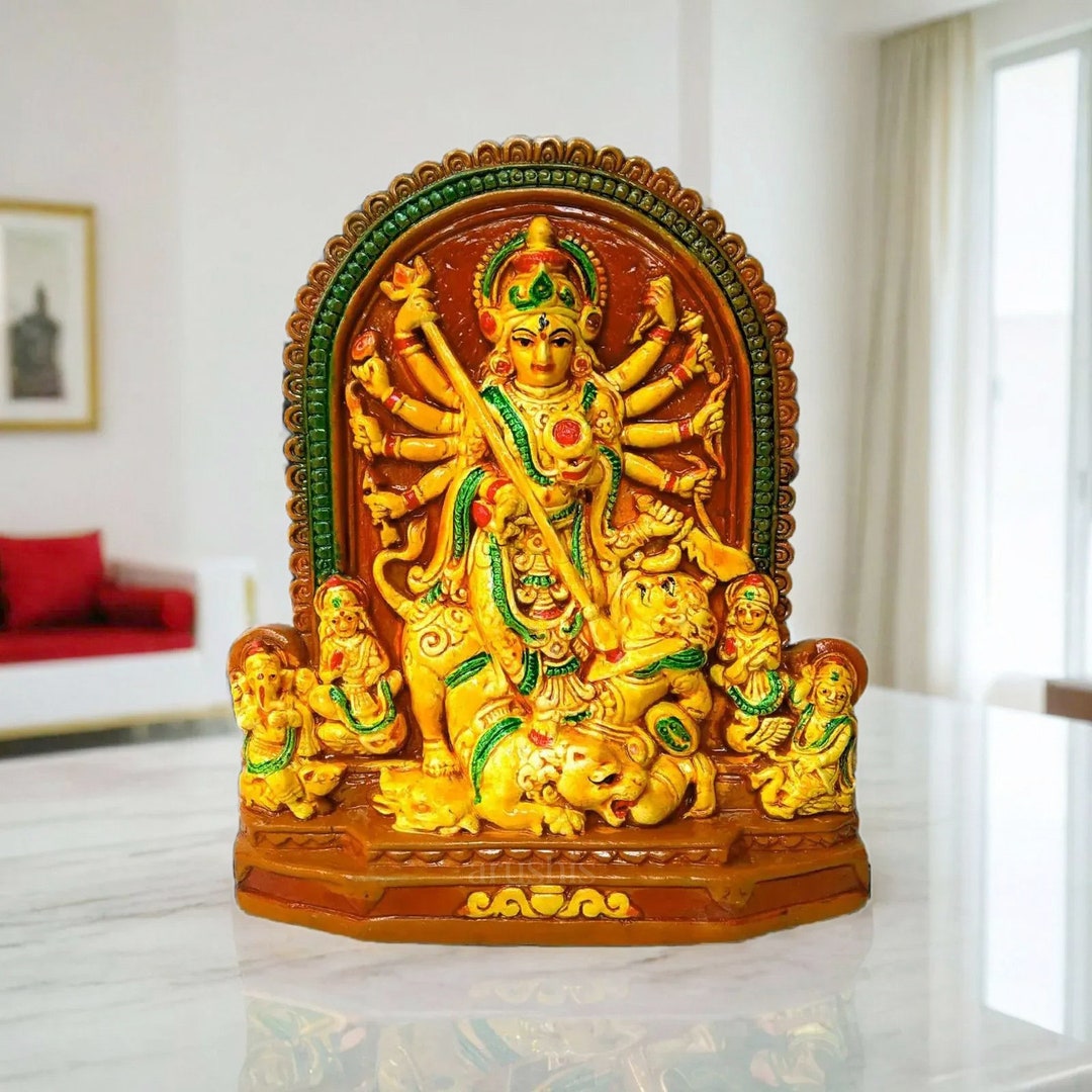 Arushis Terracotta Durga Idol, Mahishasura Mardini, Durga Idol for Home ...