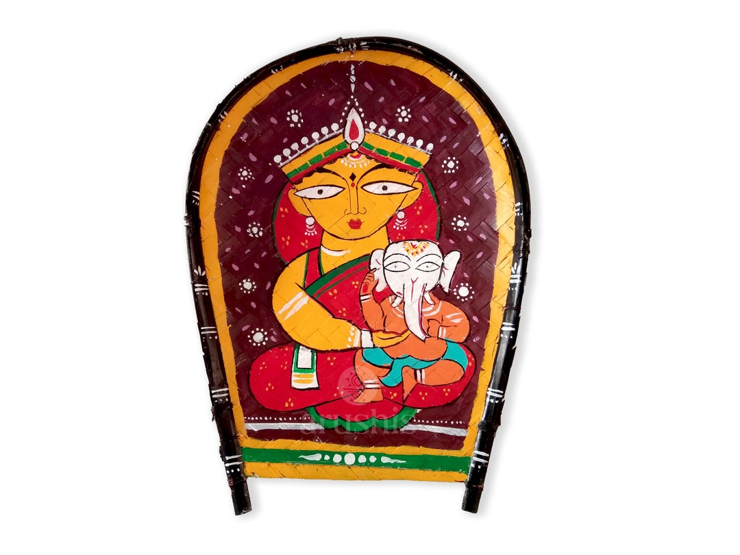 Jamini Roy Durga Hand Painted on Kulo / Jamini Roy Painting / Ma Durga ...